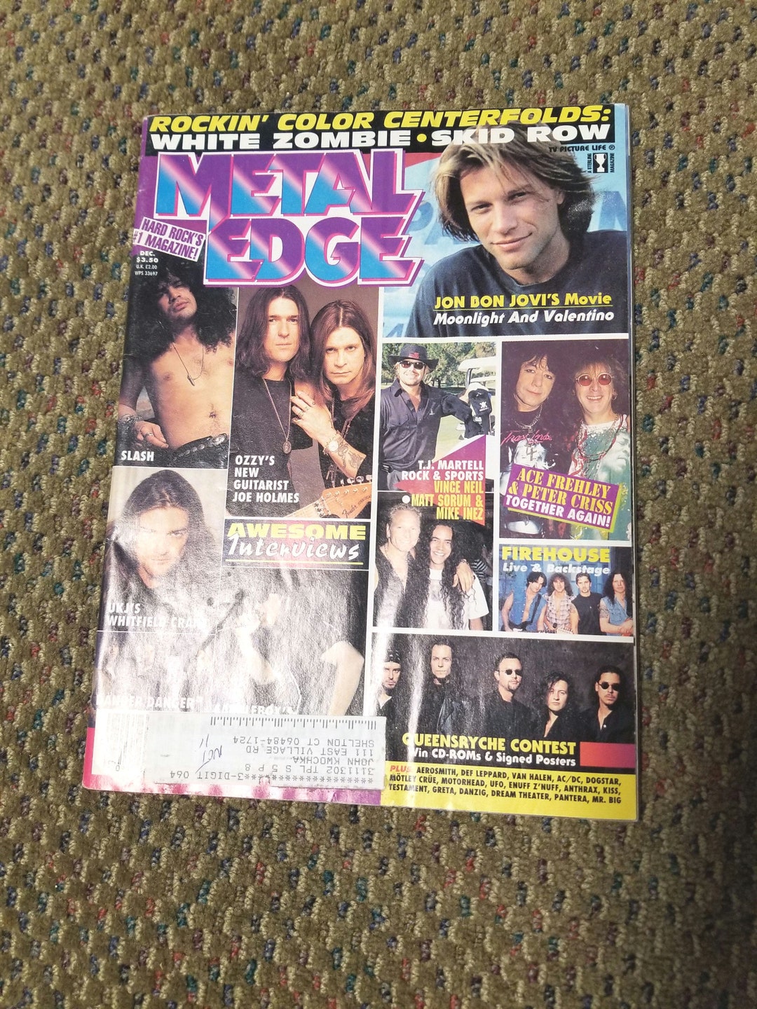 Metal Edge Magazine December 1995 Bin Jovi Slash Cover - Etsy