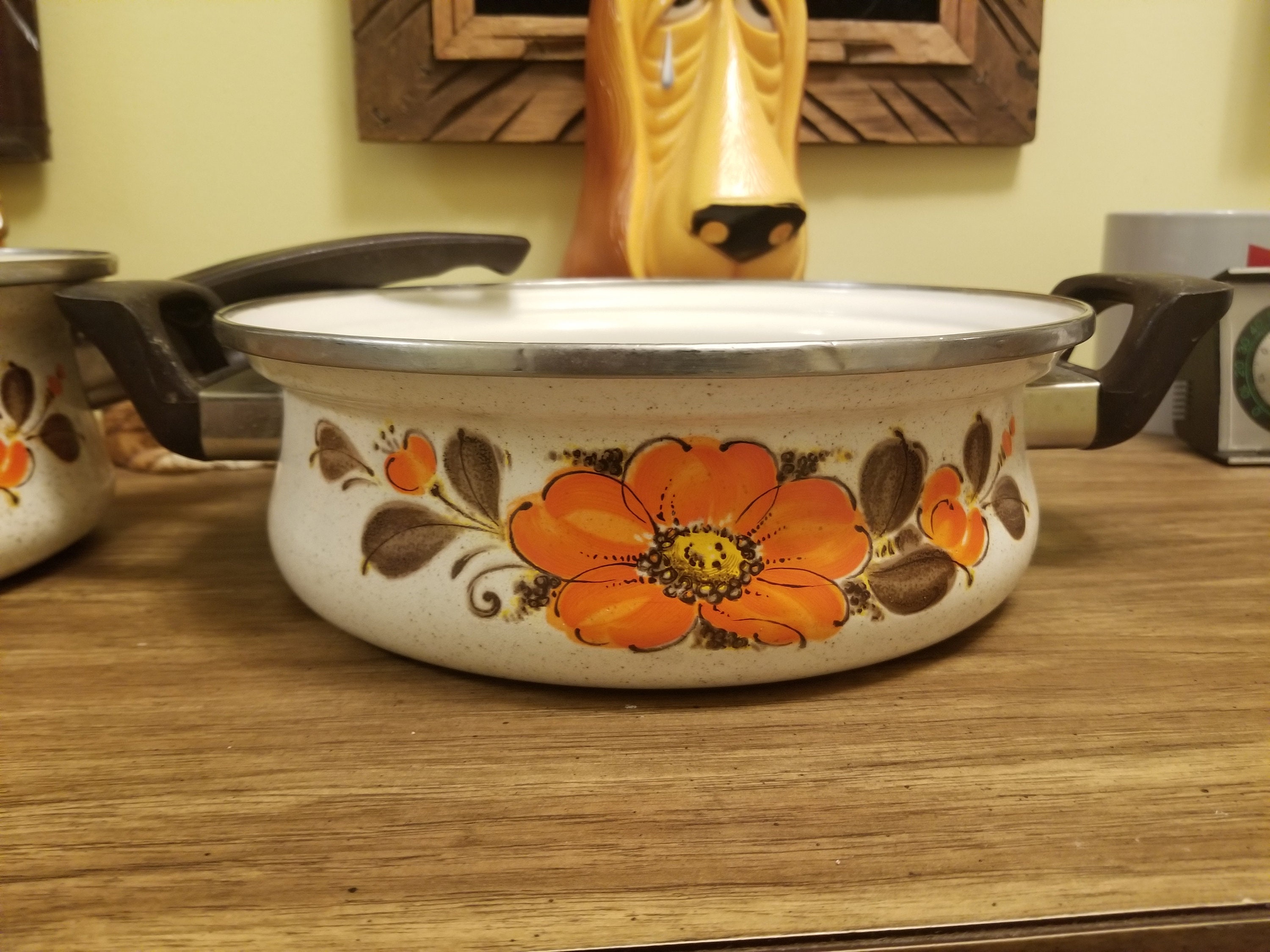 Vintage Sanko Ware Show Pans Enamelware Cookware Pot Japan Mid Century ...