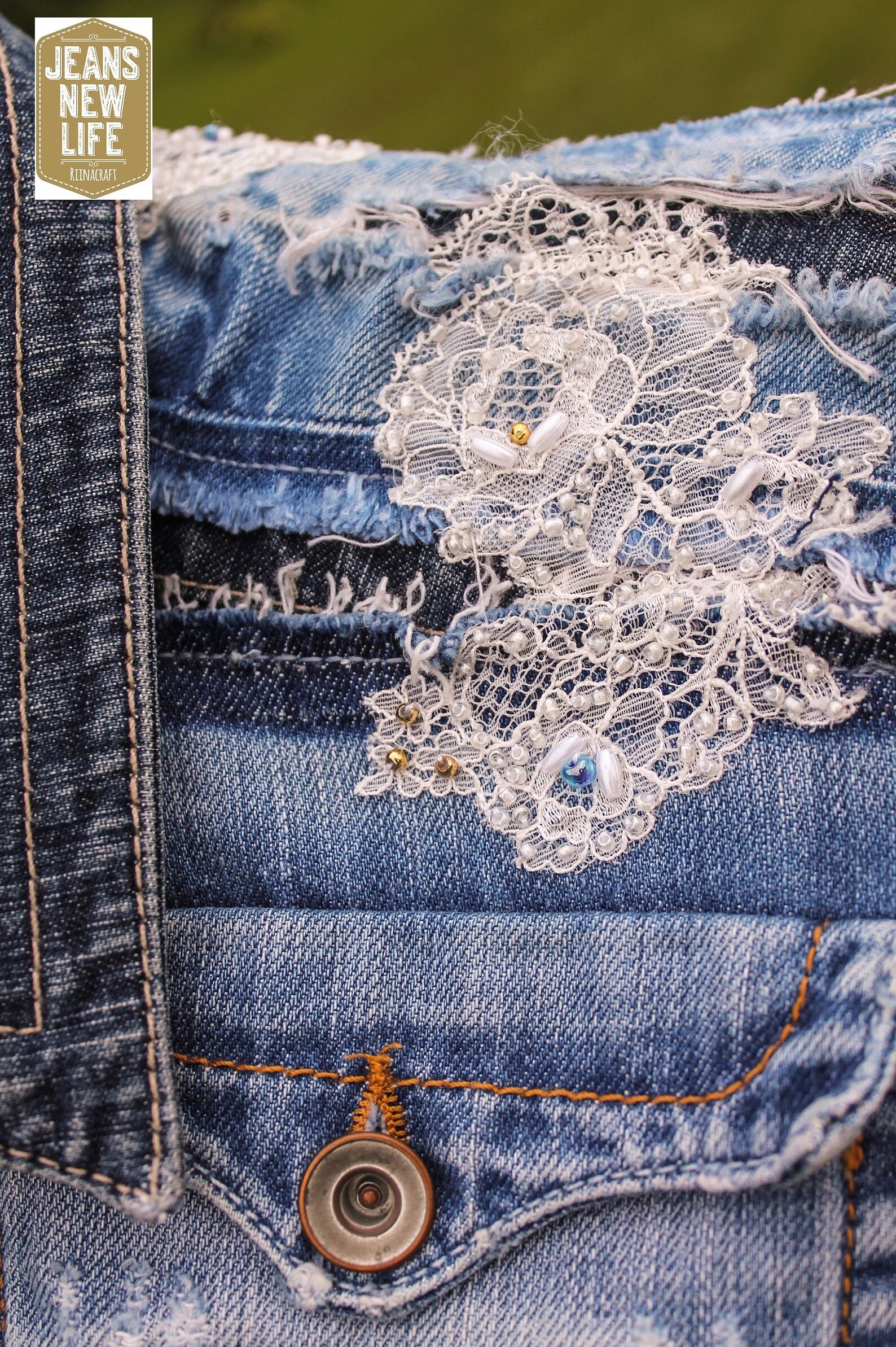Redesign Denim Jacket, Reuse, Patchwork, Pearls Embroidery. - Etsy