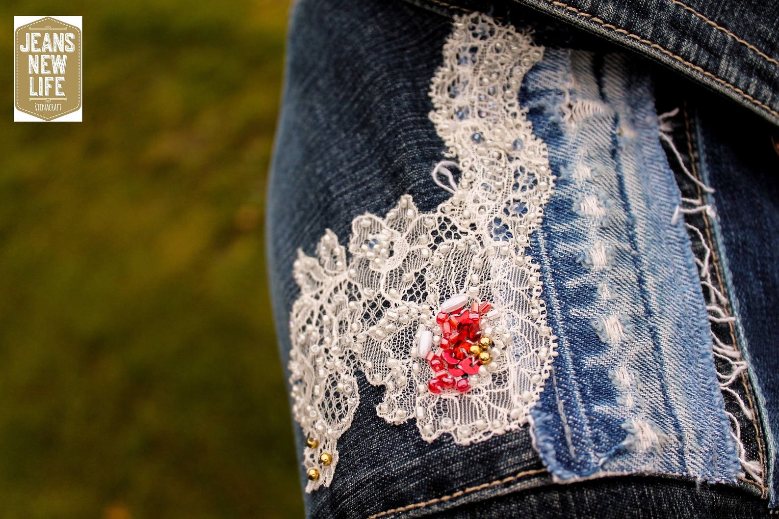 Redesign Denim Jacket, Reuse, Patchwork, Pearls Embroidery. - Etsy