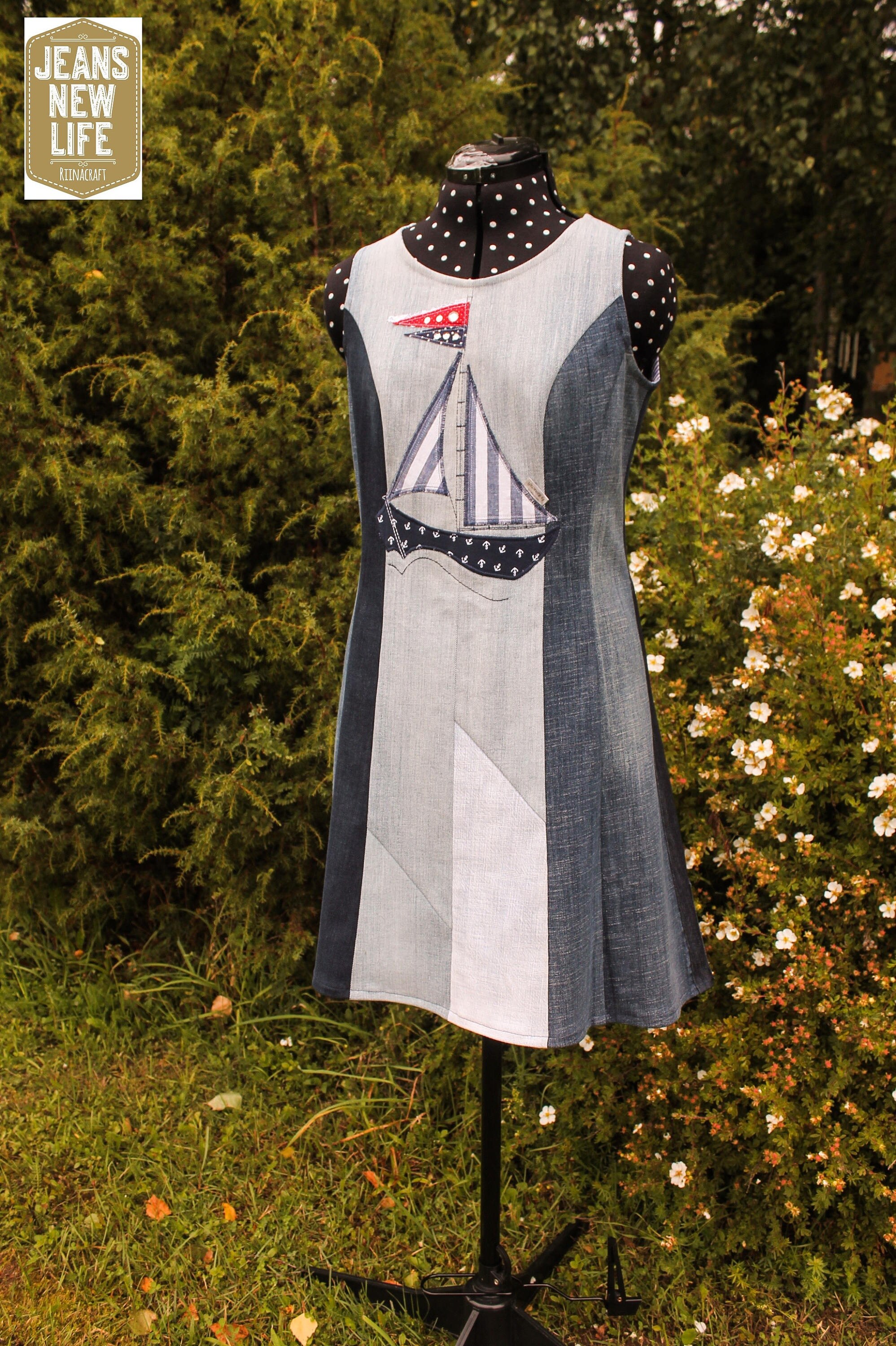 Upcycled Denim Short Dress, From Used Jeans, Reuse, Recycle ...