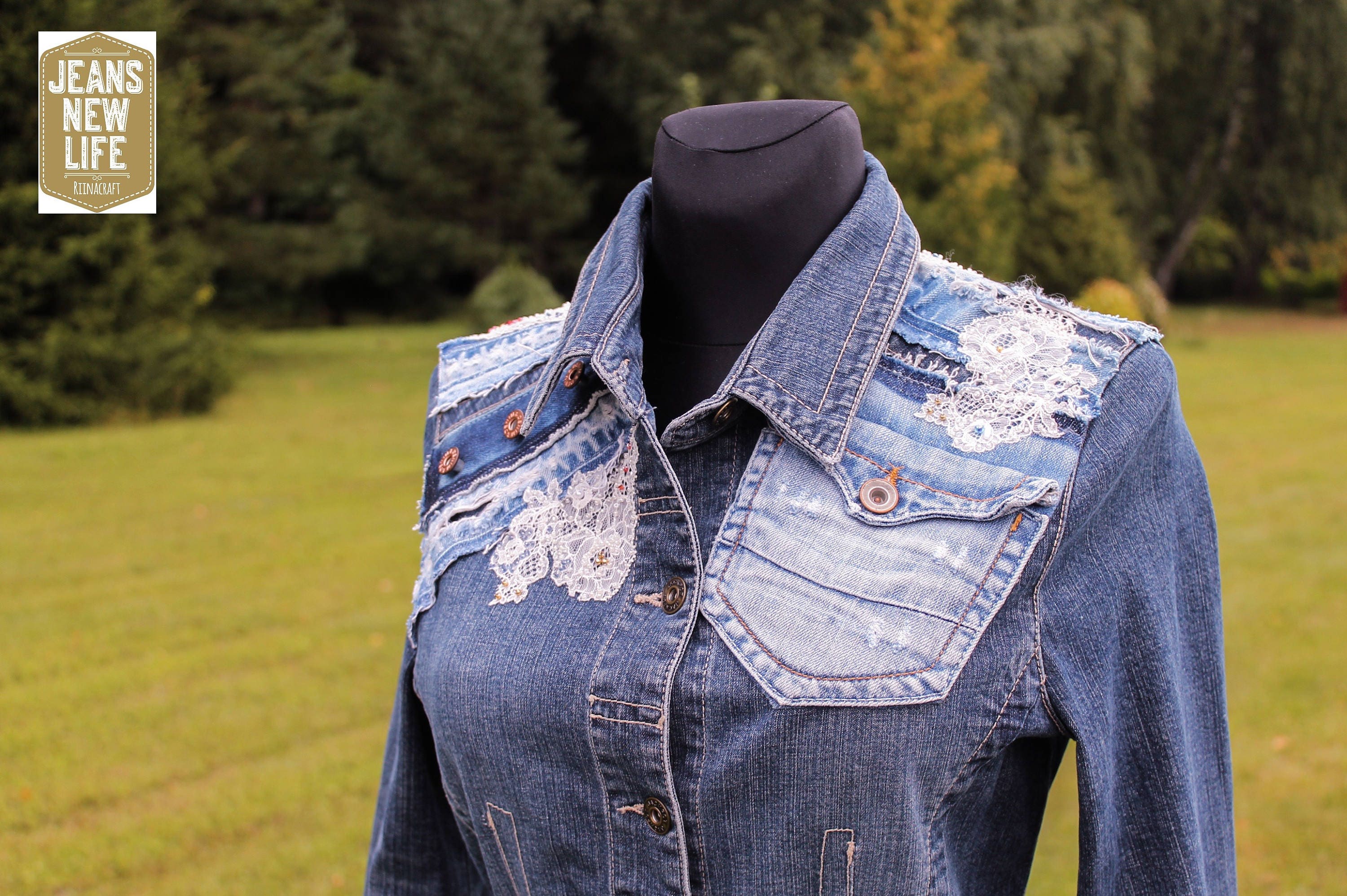 Redesign Denim Jacket, Reuse, Patchwork, Pearls Embroidery. - Etsy