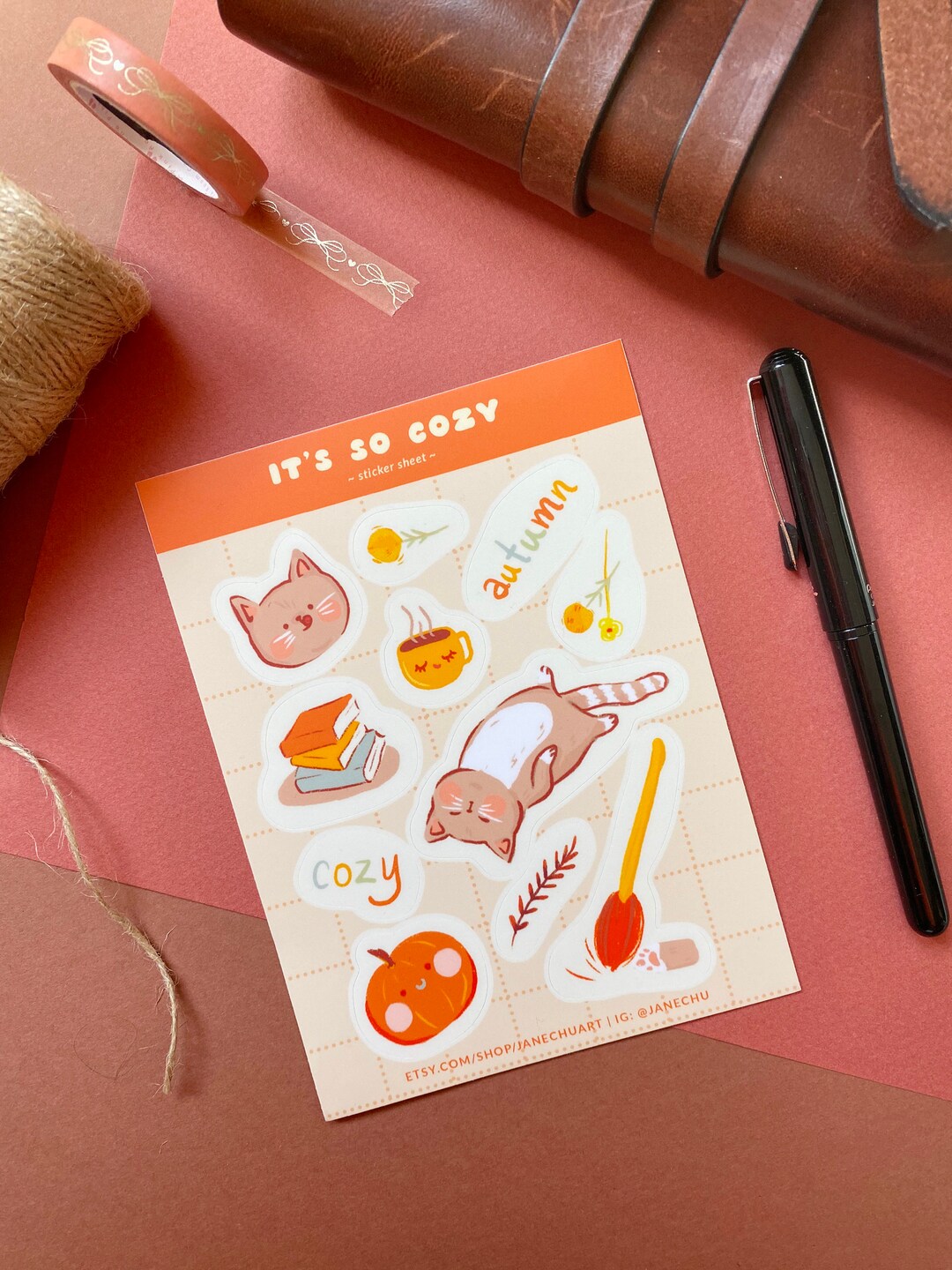 It's so Cozy Vinyl Sticker Sheet - Cute A6 Matte Weatherproof Autumn ...