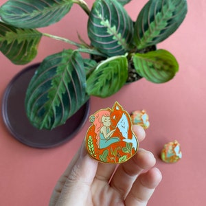 Woodland Fox and Girl Enamel Pin | Hard Enamel, Woodland Creatures ...