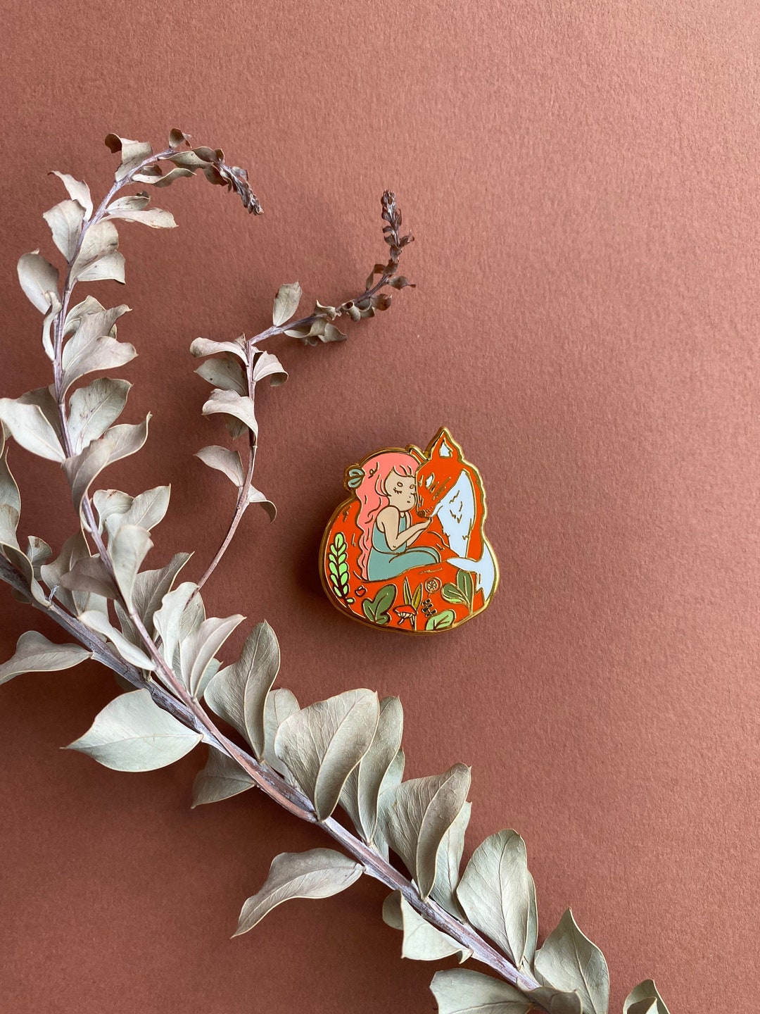 Woodland Fox and Girl Enamel Pin | Hard Enamel, Woodland Creatures ...