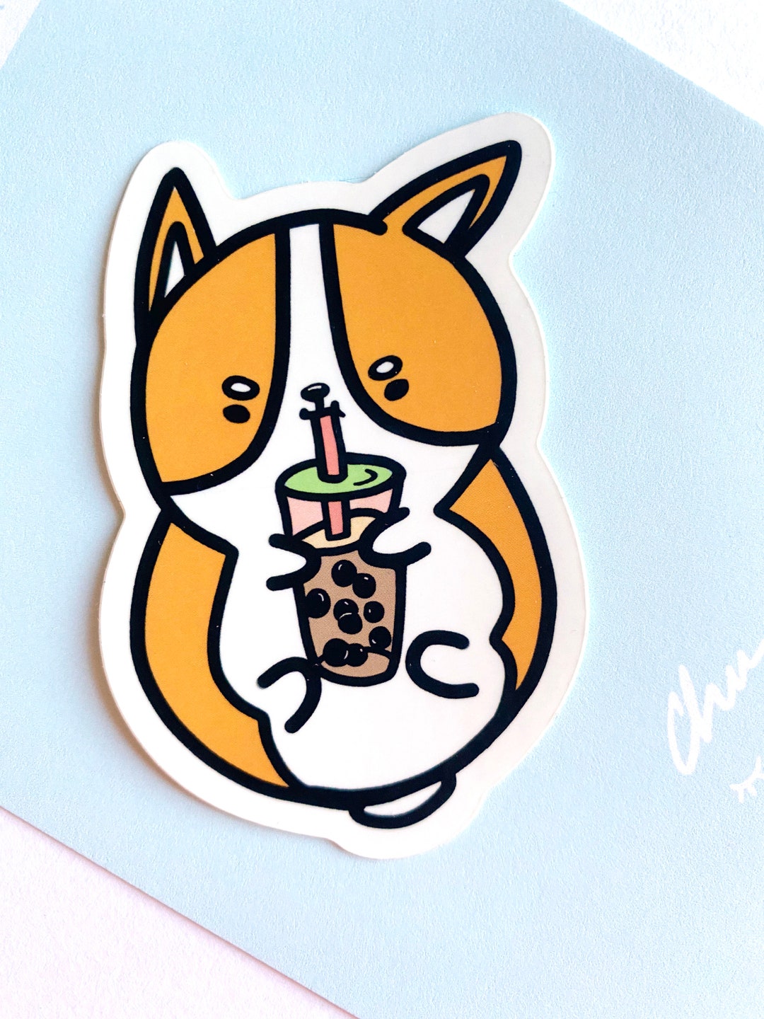 NEW Boba Corgi Vinyl Die Cut Sticker - Etsy