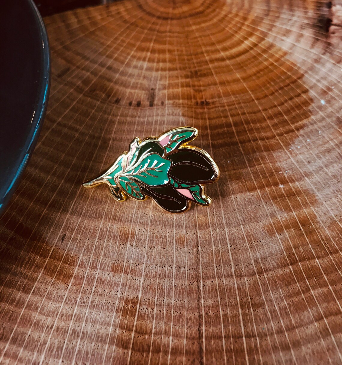 Lush Leaf Enamel Pin gold Hard Enamel Lapel Pin Large | Etsy