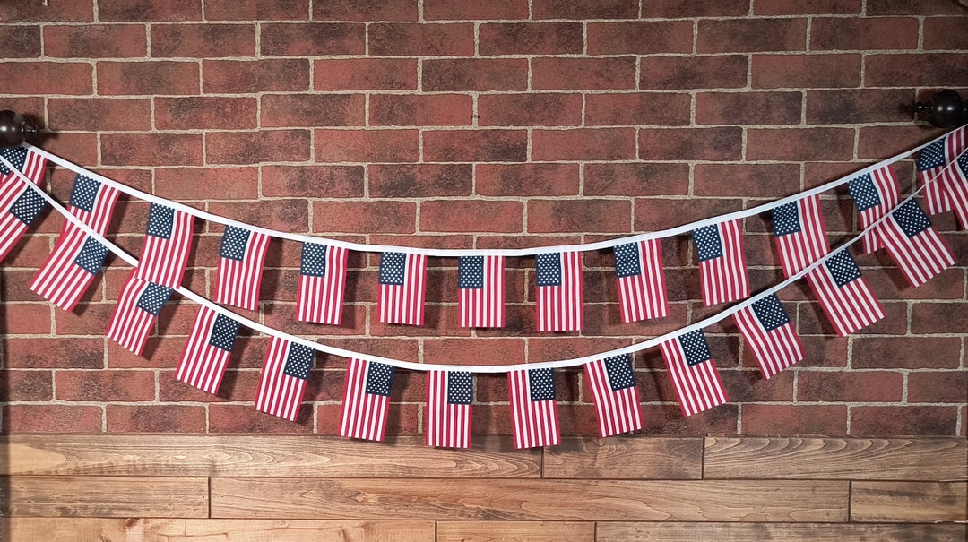 18 Feet Patriotic Red White & Blue American Flag Bunting, Fabric Party ...