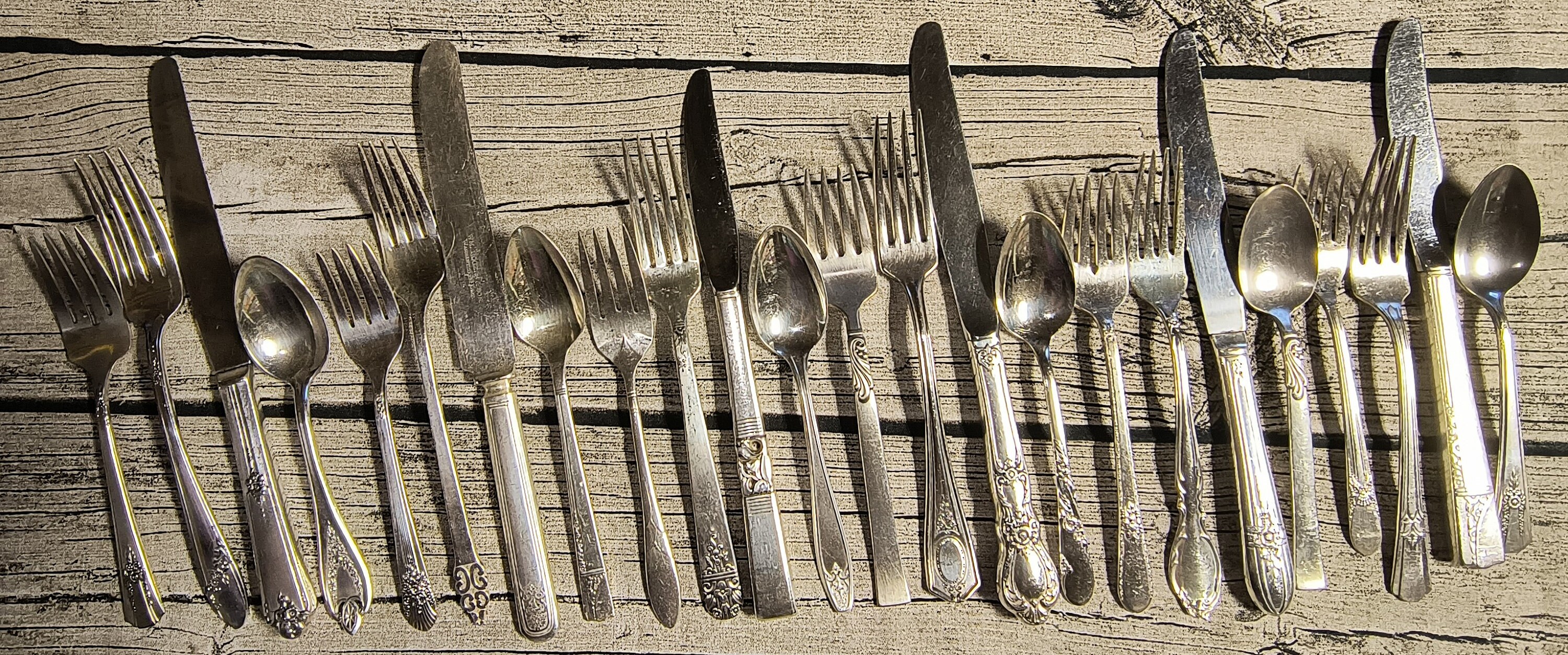TWELVE 4 Piece Vintage Mismatched Silver Plated Silverware Sets Perfect ...