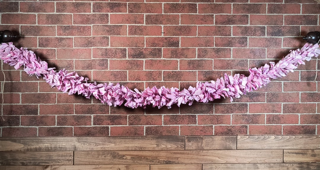 Pink Batik Country Rag Garland, Fabric Farmhouse Banner, Birthday ...