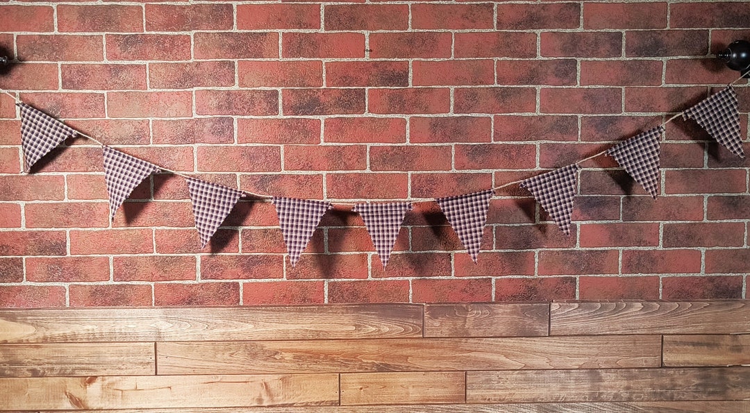 Red White & Blue Check Flag Bunting, Fabric Farmhouse Banner, Picnic ...