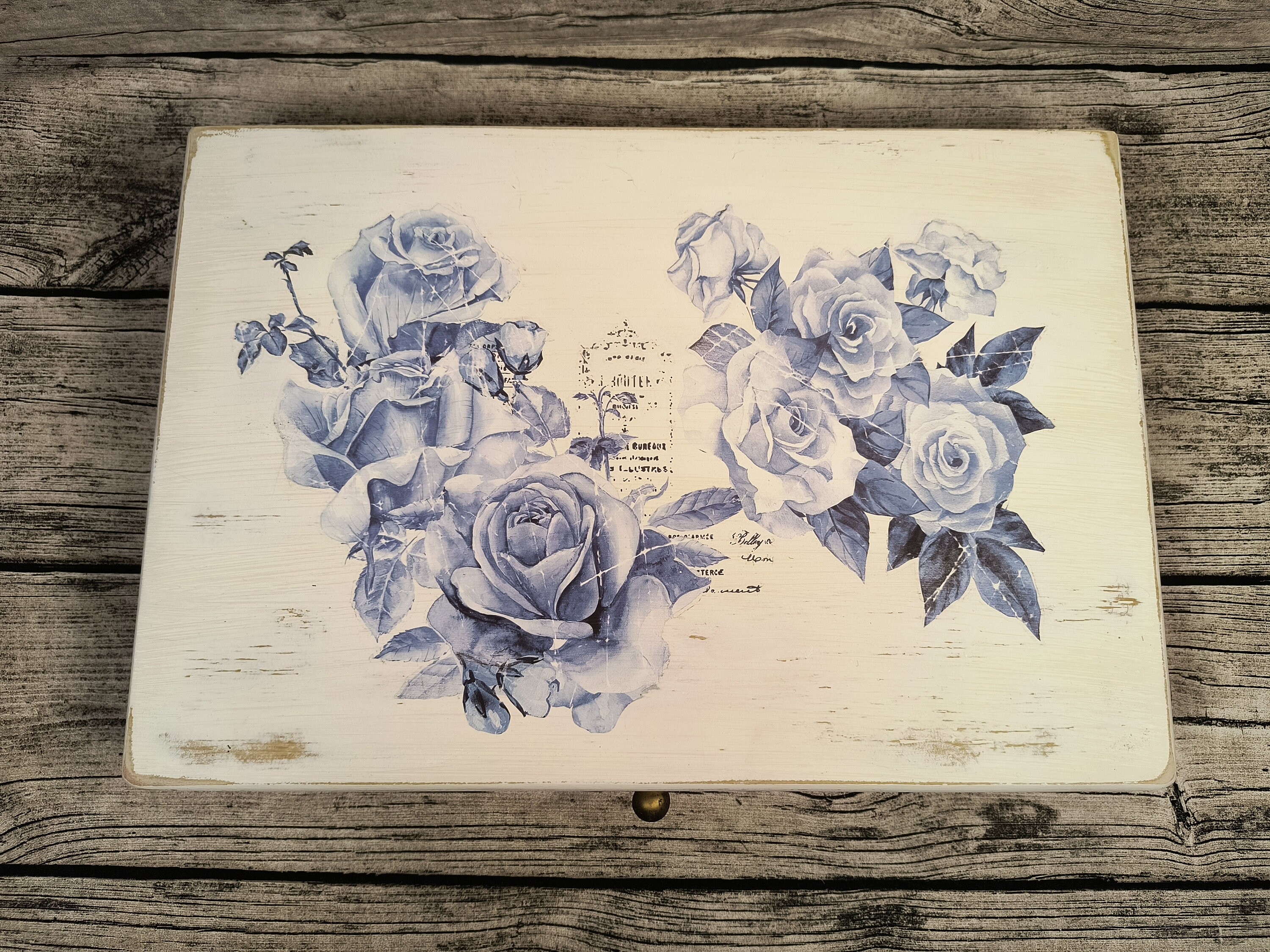 White Flatware Chest With Blue Flowers Upcycled From Vintage Silverware ...