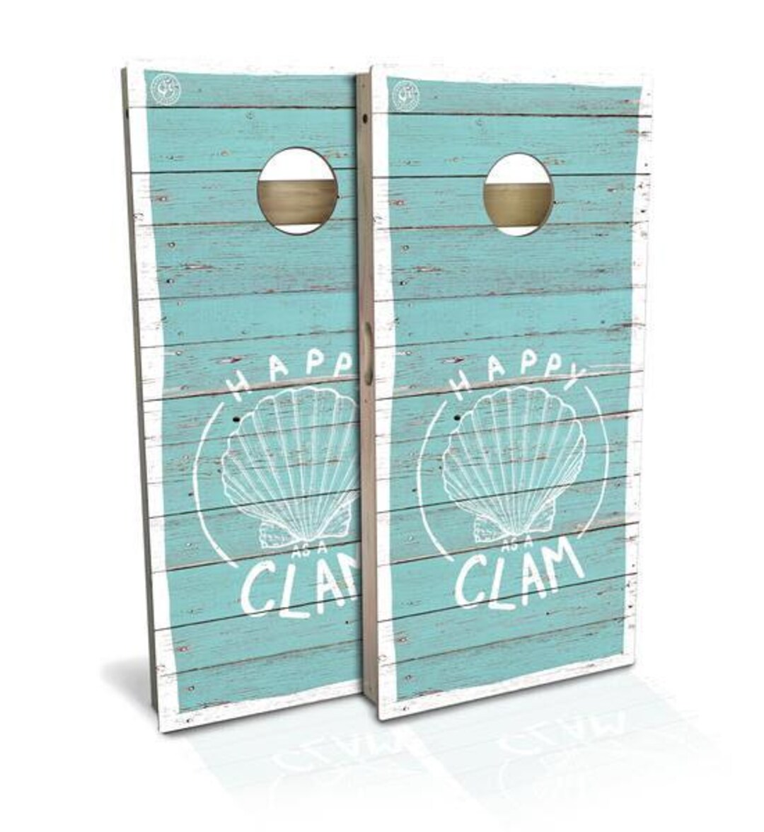 Slick Woody's Happy as a Clam Cornhole Boards With 8 All Weather Bags ...