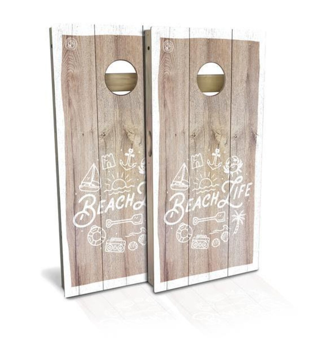 Slick Woody's Beach Life Cornhole Boards With 8 All Weather Bags - Etsy