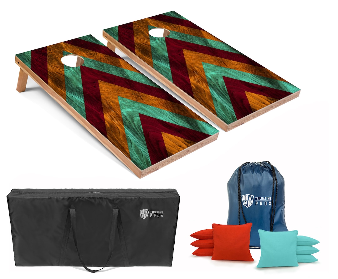 Tailgating Pros 4'x2' Colorful Wooden Chevron Cornhole Boards W ...