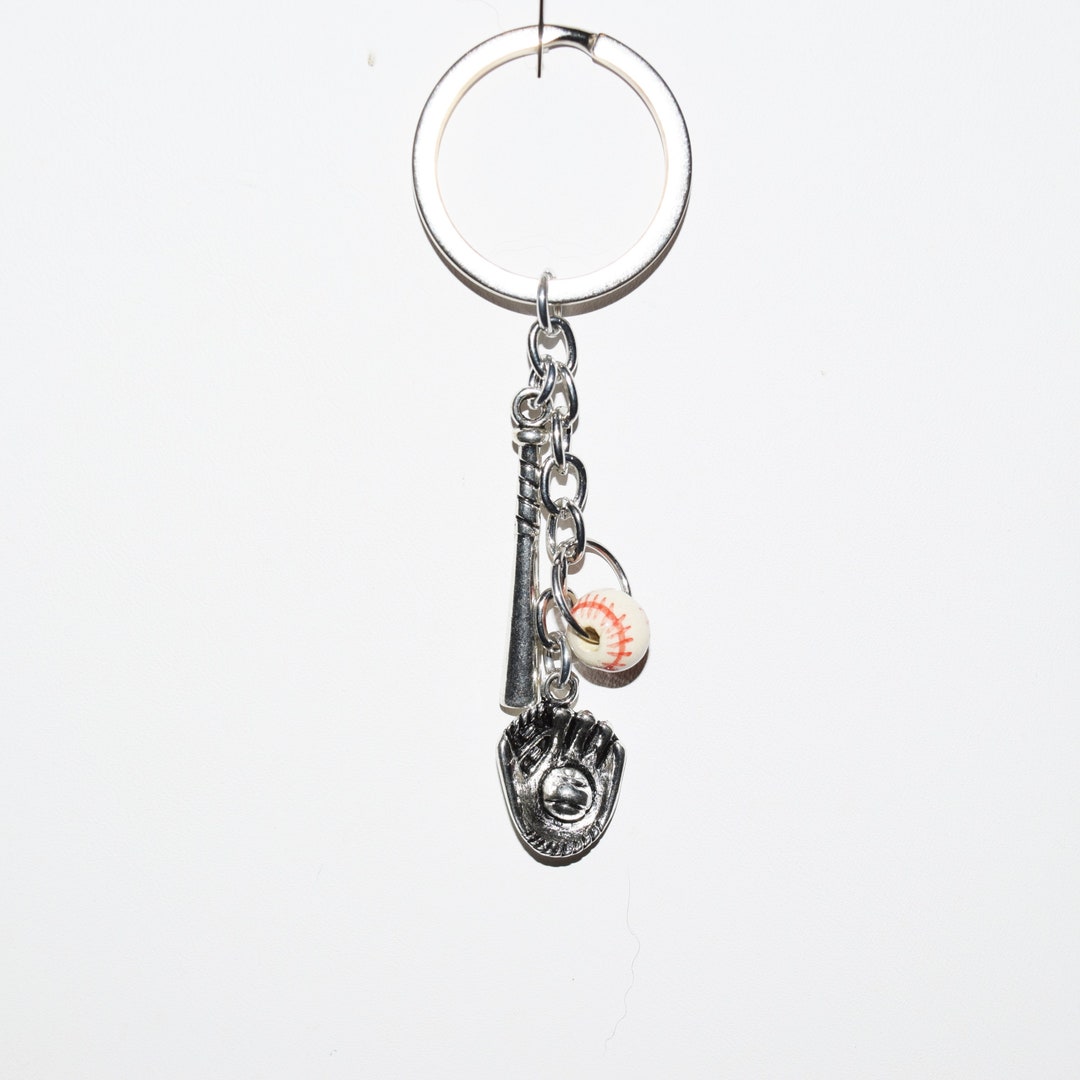 Baseball Lovers Keychain, Baseball Glove Key Ring, Baseball Bat Key ...