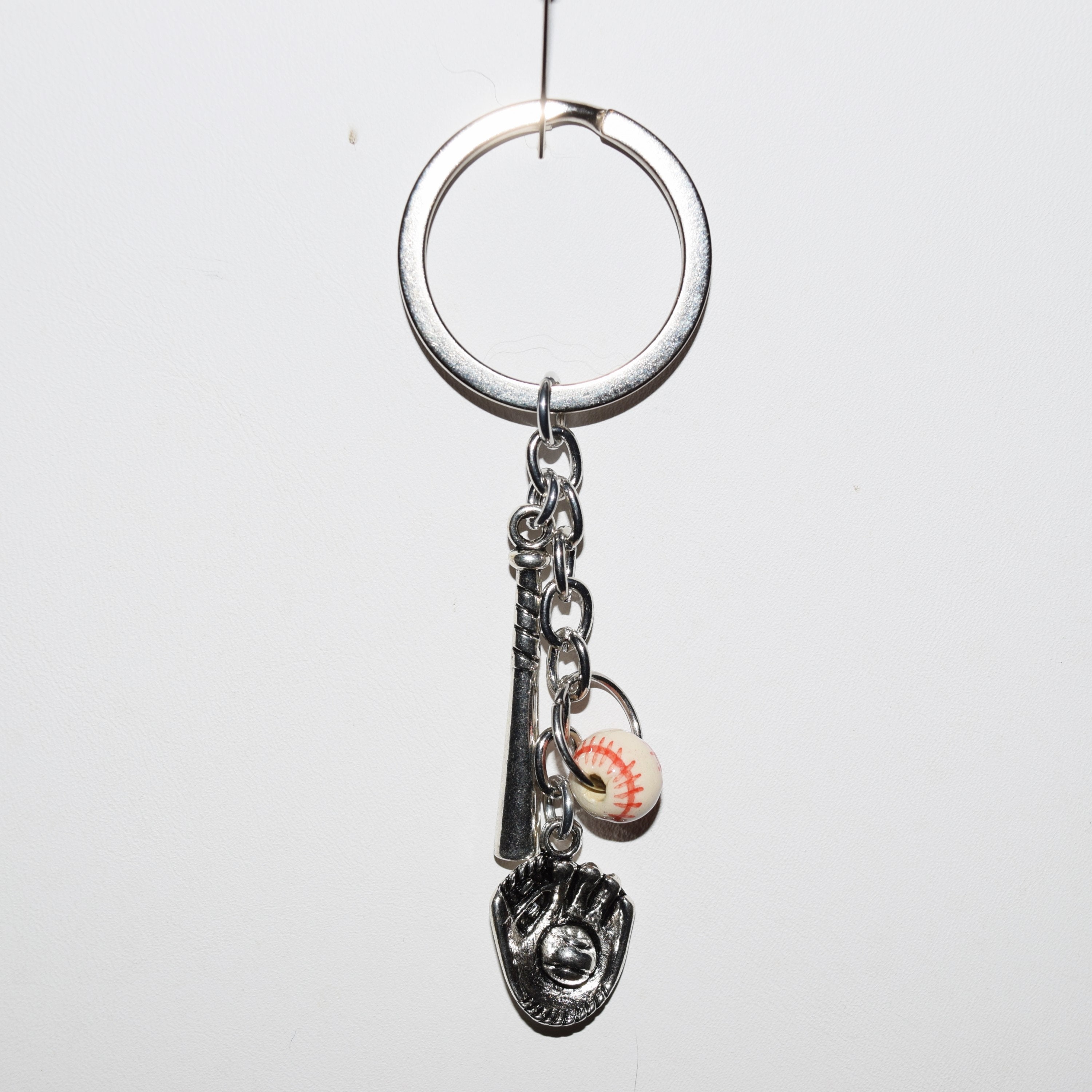Baseball Lovers Keychain, Baseball Glove Key Ring, Baseball Bat Key ...