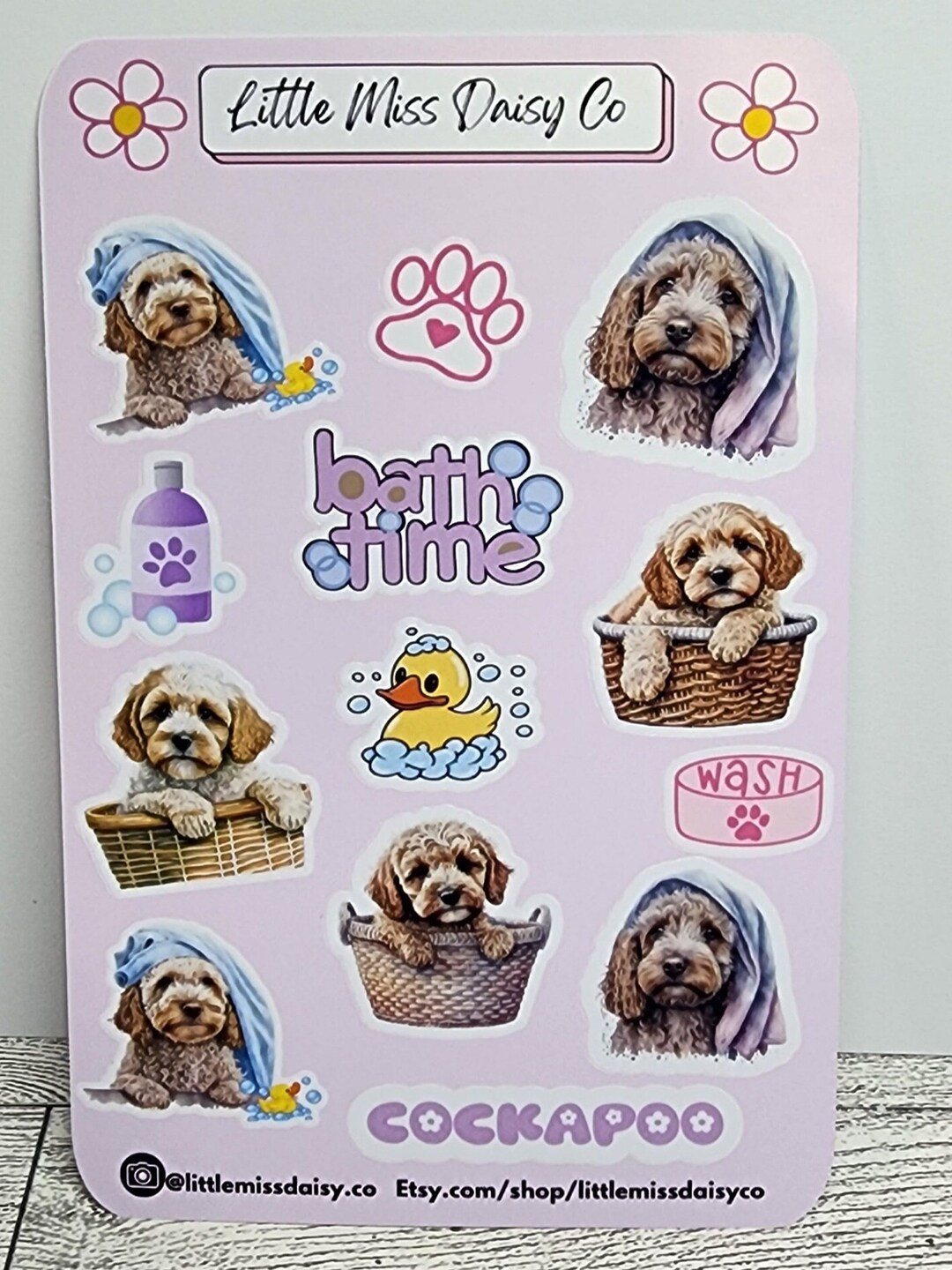Cockapoo Bath Time Sticker Sheet - Etsy