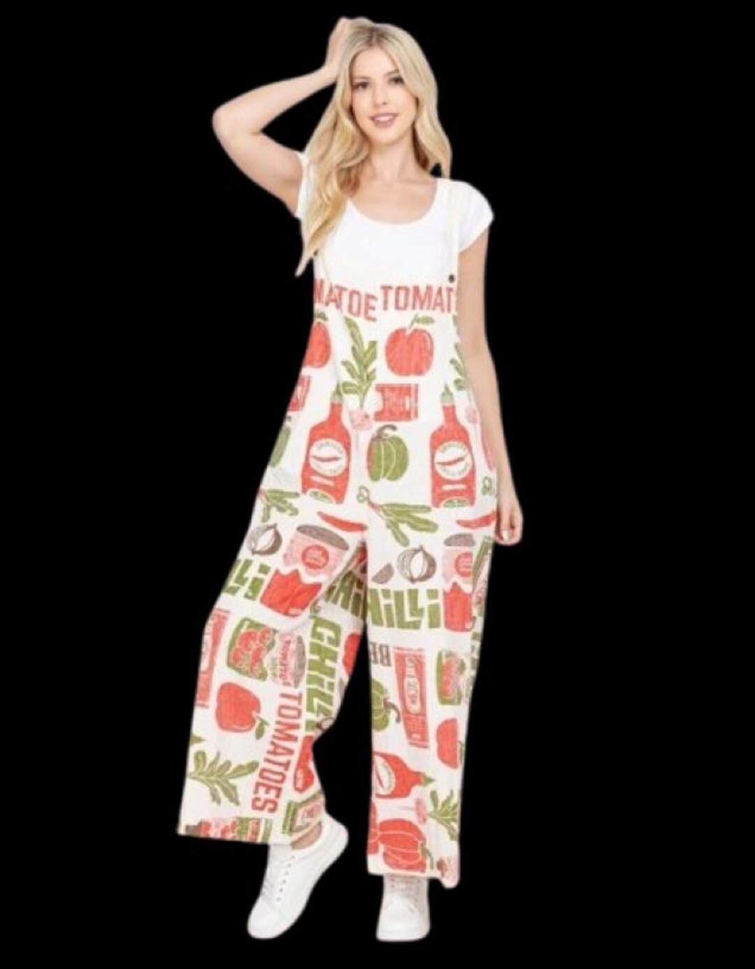 Flour Sack Tomato Overalls W/ Straps Hippie Cottage Core Boho Size ...