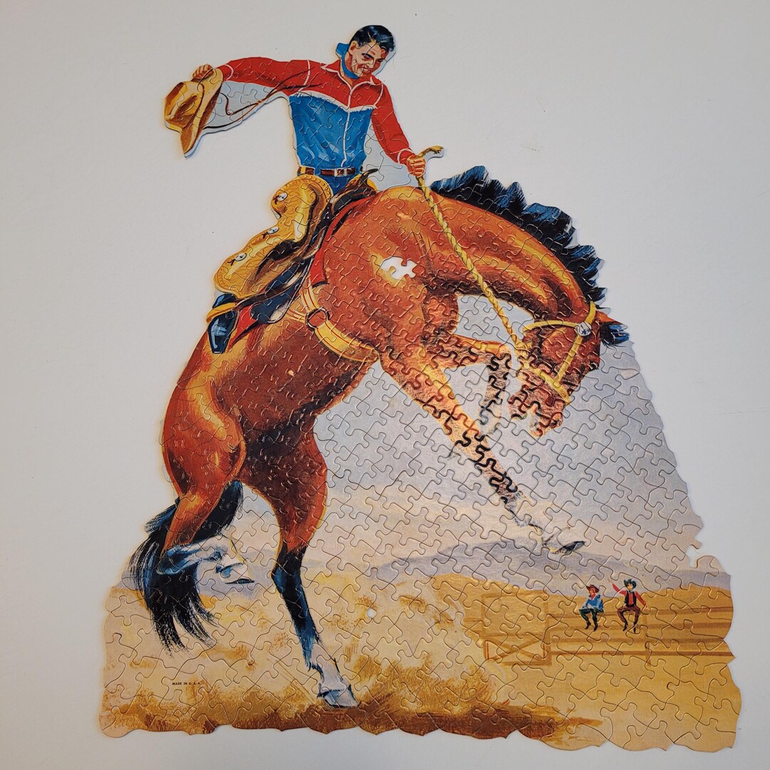Vintage the Shape Puzzle Western Mustang 1950's -60's Missing 2 Pieces ...
