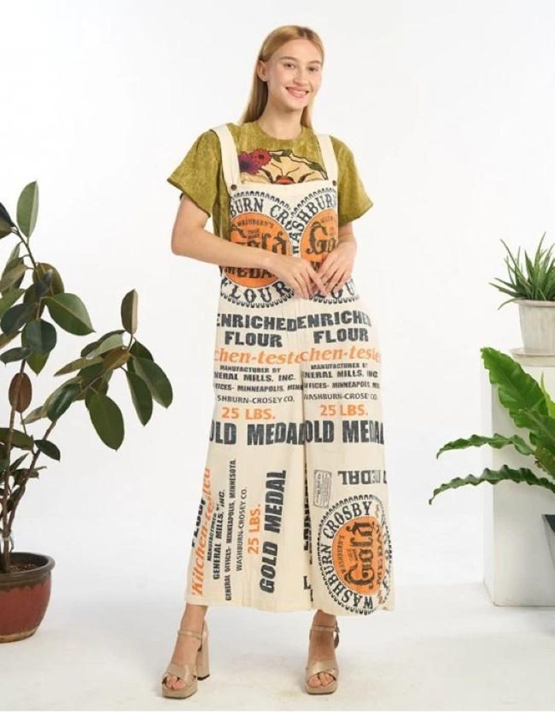Flour Sack Gold Medal Overalls With Straps Hippie Cottage Core Boho ...