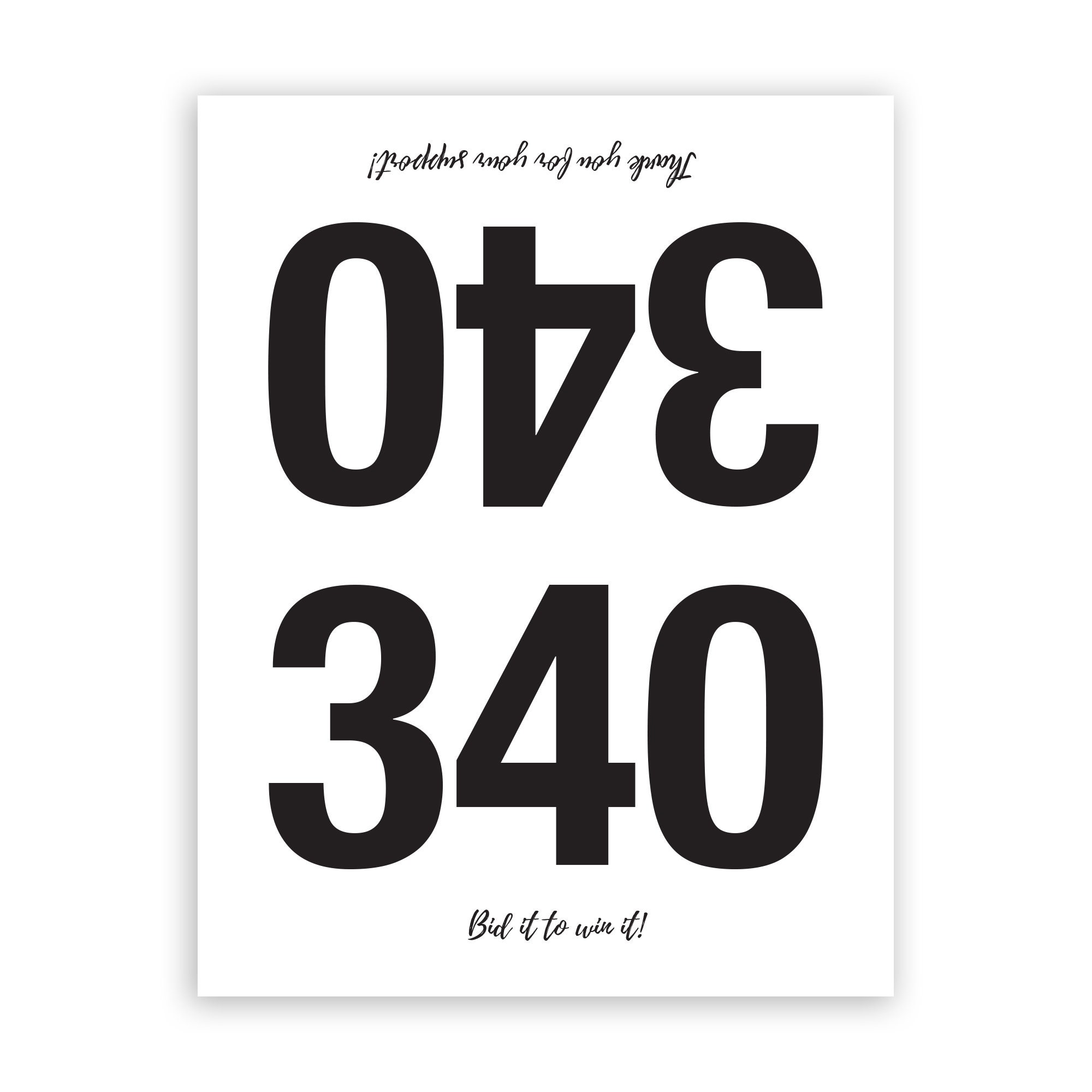 Auction Bid Paddles - Half Size, Folded, 1-600, With Motivational Text ...