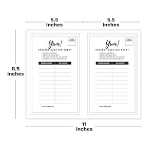 Dessert Dash Bid Sheets - Etsy