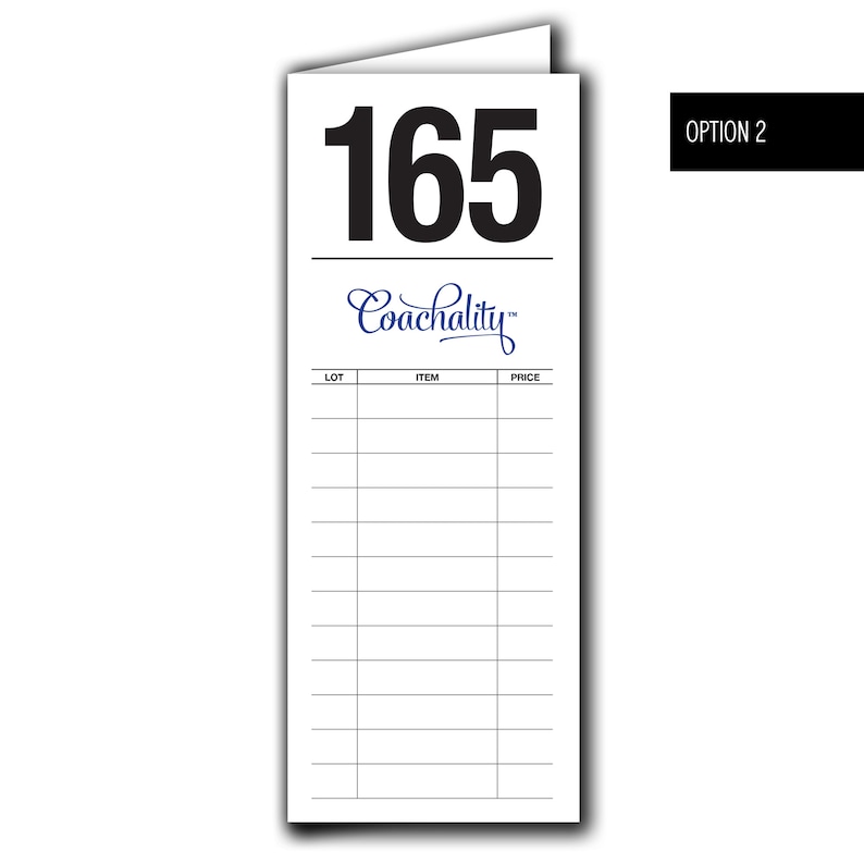 CUSTOM Auction Bid Cards, 100-450, Folded (double-sided) or 2-up ...