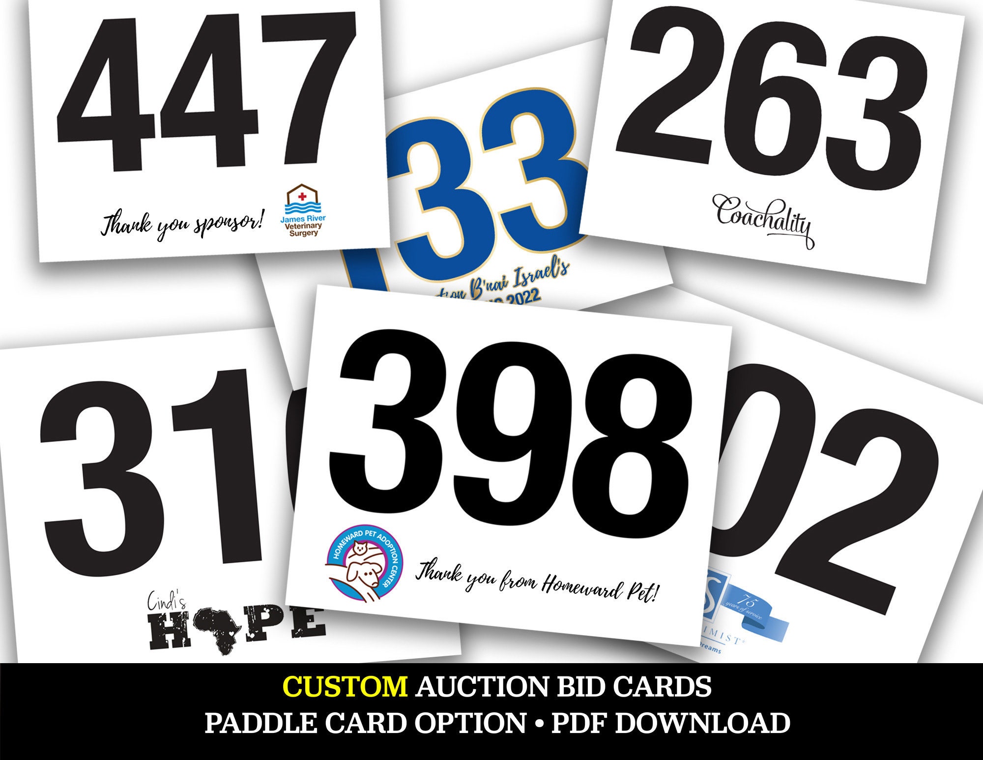 CUSTOM Auction Bid Cards/paddles, Charity, Auction, Fundraising, Bid ...
