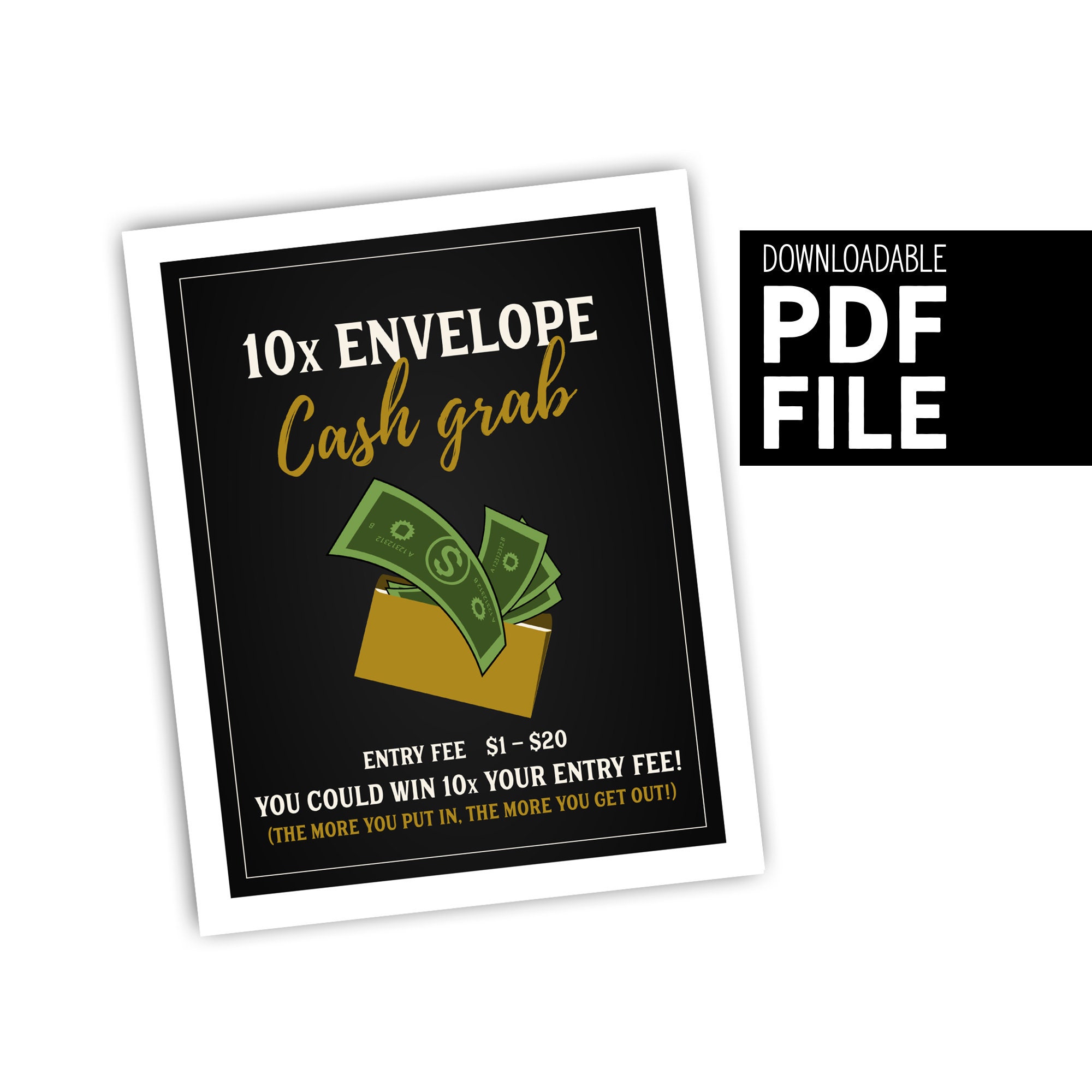 Auction Fundraising Signage for 10x Envelope Cash Grab Game (Download ...