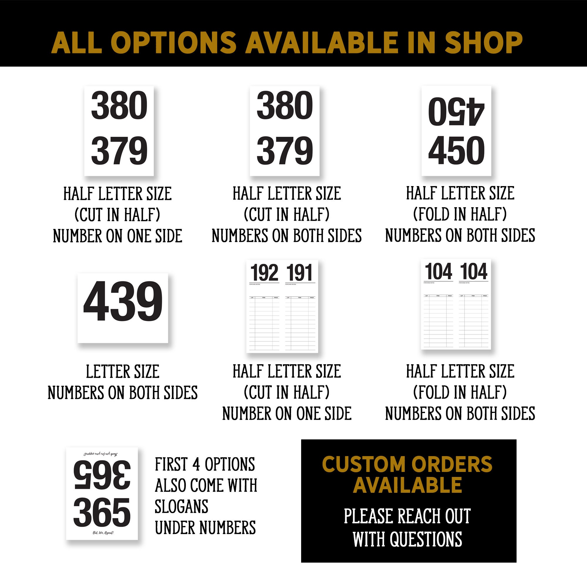 Auction Bid Cards - Letter Size, 1-600, Single and Double-sided Both ...