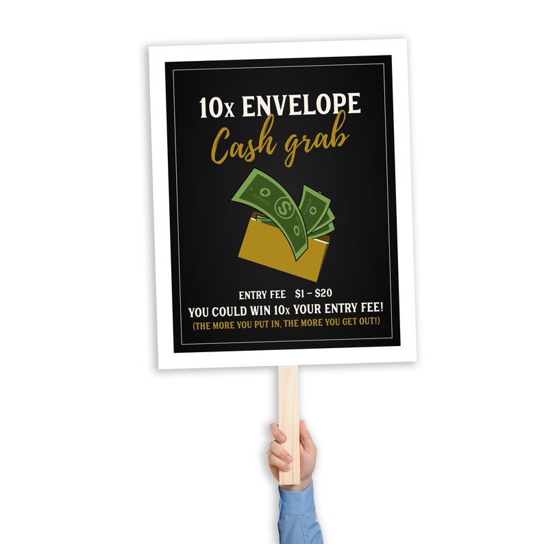 Auction Fundraising Signage for 10x Envelope Cash Grab Game (Download ...