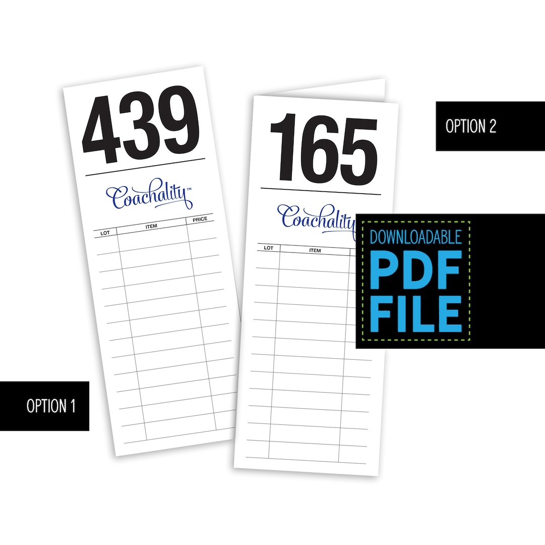 CUSTOM Auction Bid Cards, 100-450, Folded (double-sided) or 2-up ...