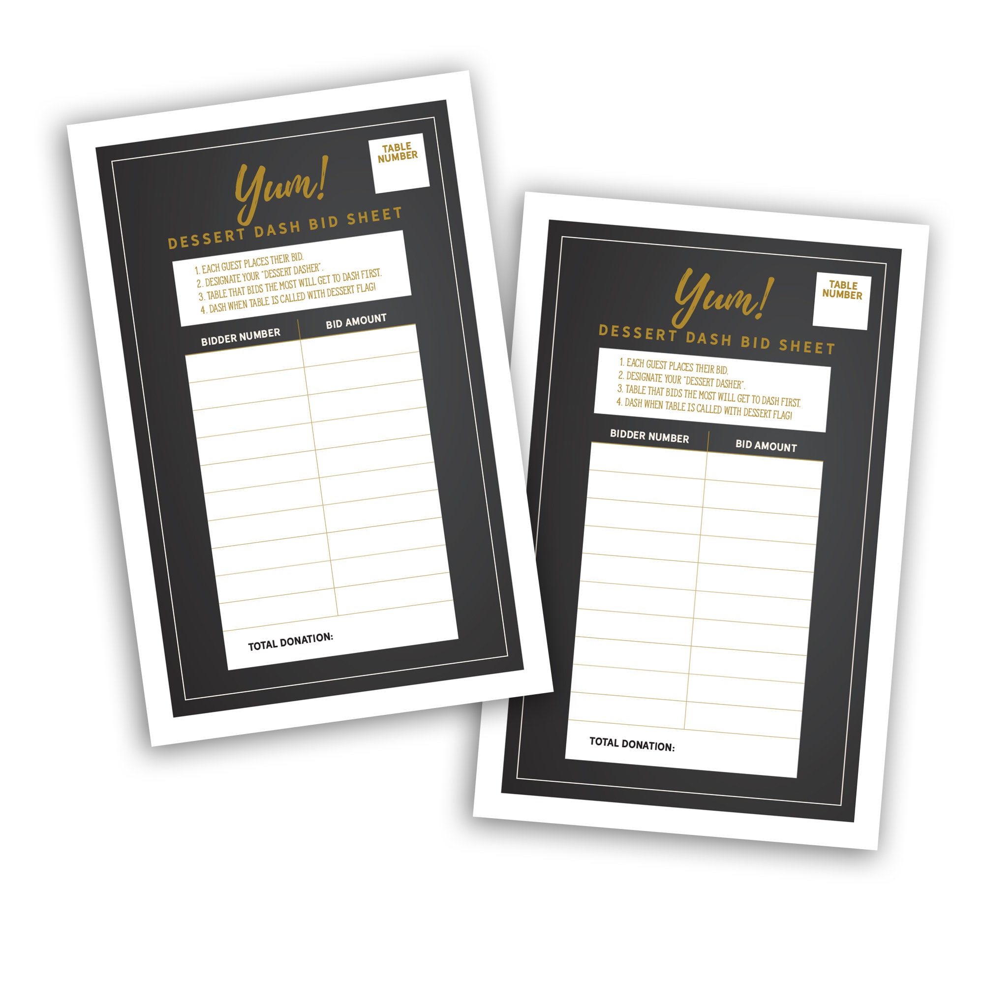 Classy Dessert Dash Bid Sheets - Etsy