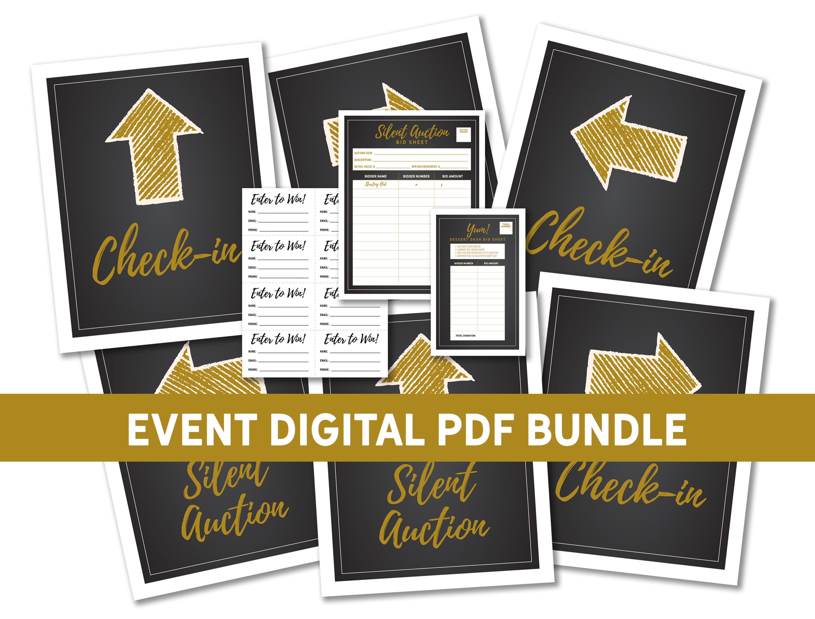 BUNDLE - Digital PDF Files, Bid Sheet, Dessert Dash Sheet, Enter to Win ...