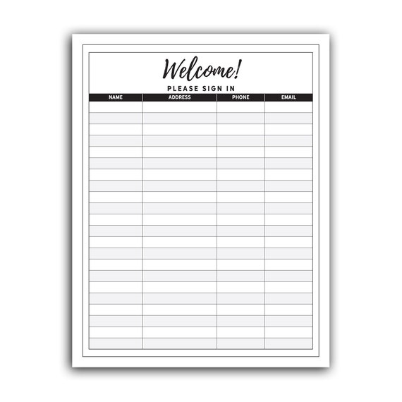 Blank Sign In Sheet Pdf