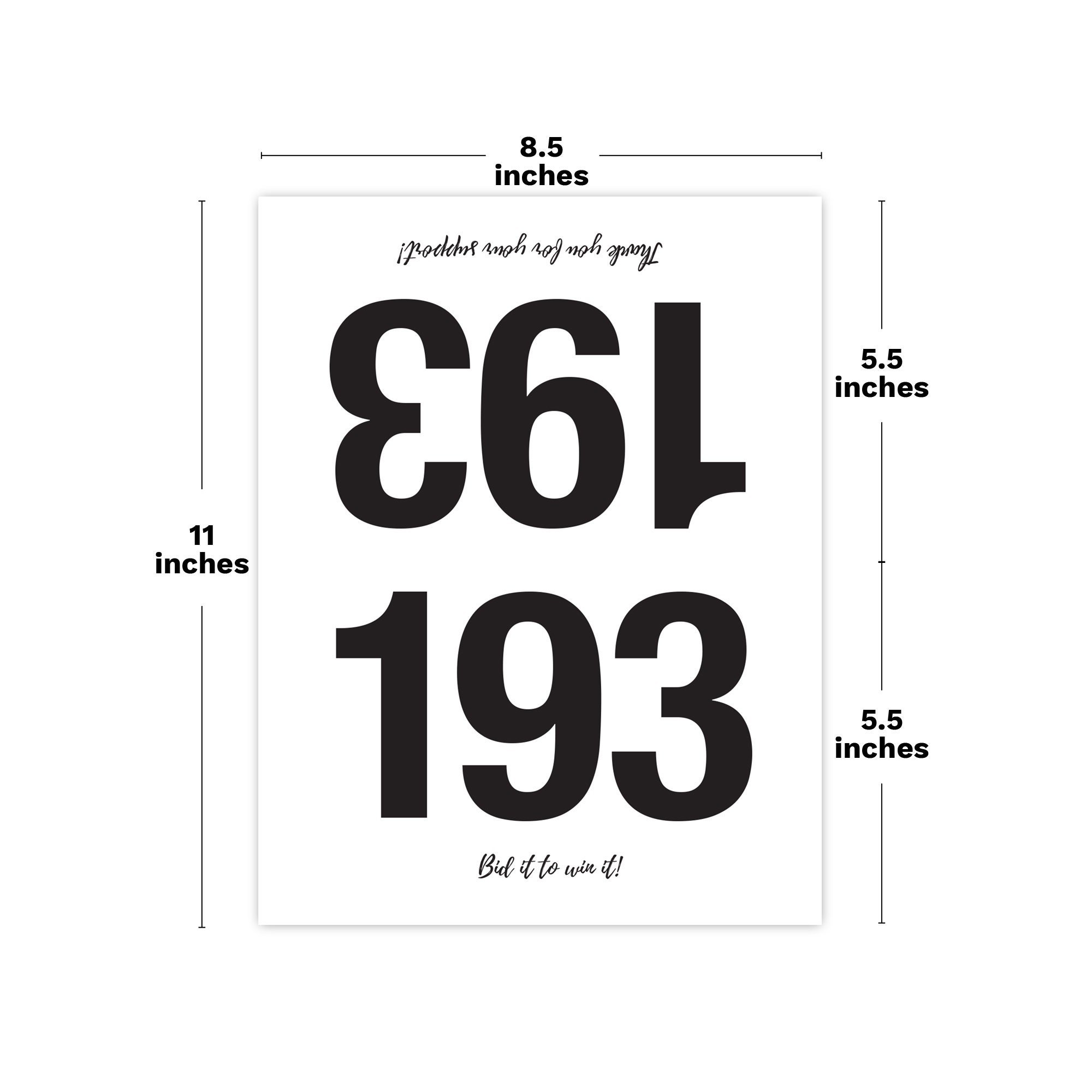 Auction Bid Paddles - Half Size, Folded, 1-600, With Motivational Text ...