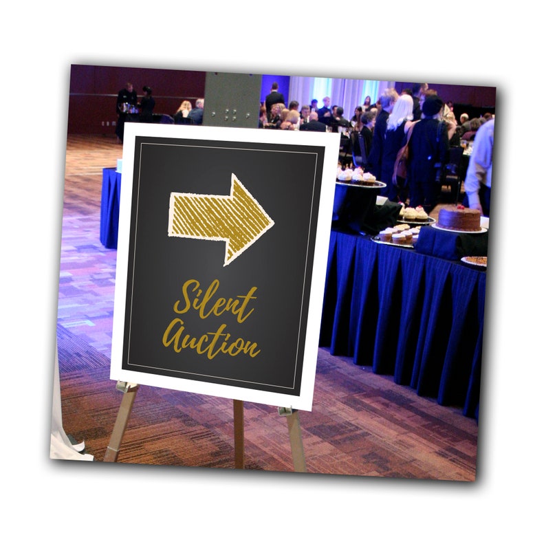 3 Silent Auction Directional PDF Posters in 2 Sizes, Fundraiser, School ...