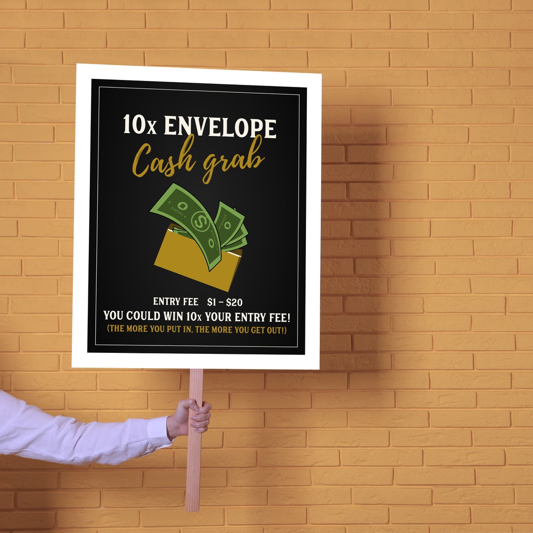 Auction Fundraising Signage for 10x Envelope Cash Grab Game (Download ...
