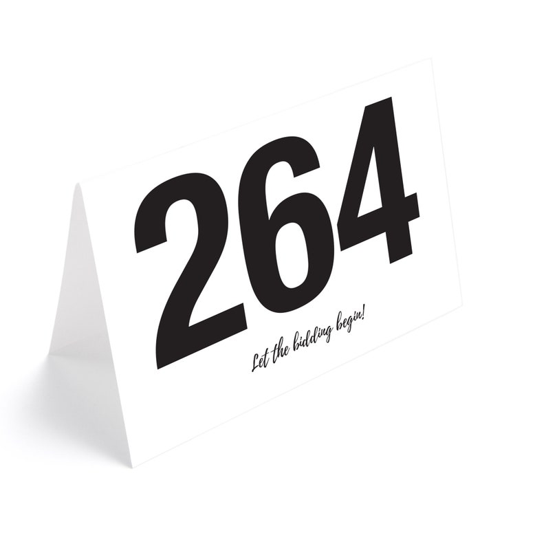 Auction Bid Paddles - Half Size, Folded, 1-600, With Motivational Text ...