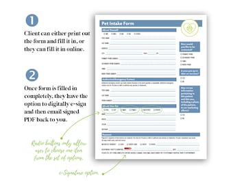 Veterinary Intake Form With Digital Signature - Online or Print Use ...