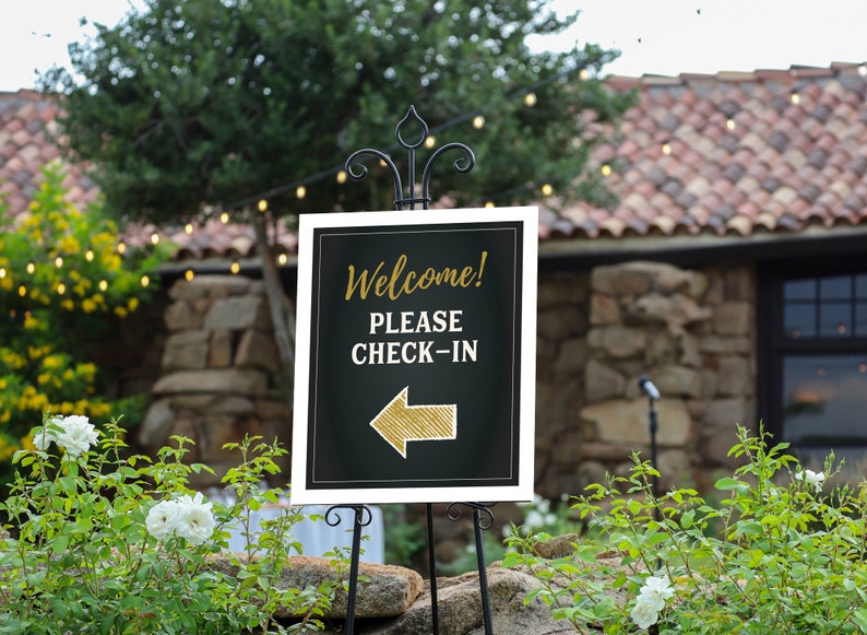 4 PDF Posters - Silent Auction Welcome - Please Check-in With Arrows ...