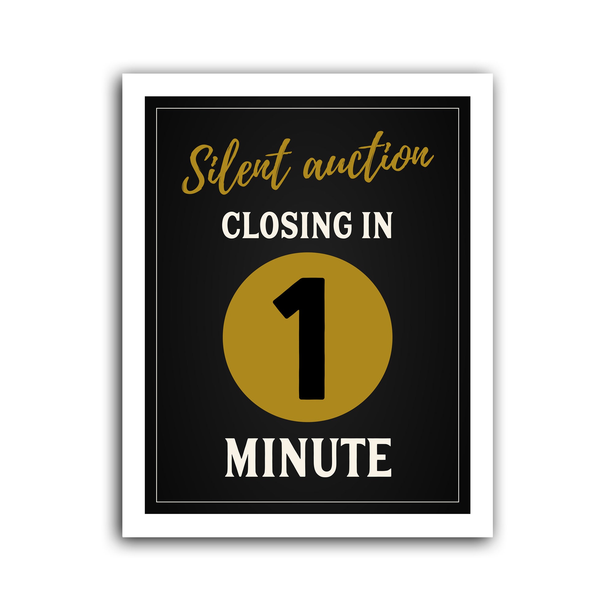 3 PDF Posters - Silent Auction Closing in 1, 15 and 30 Minutes, Signage ...