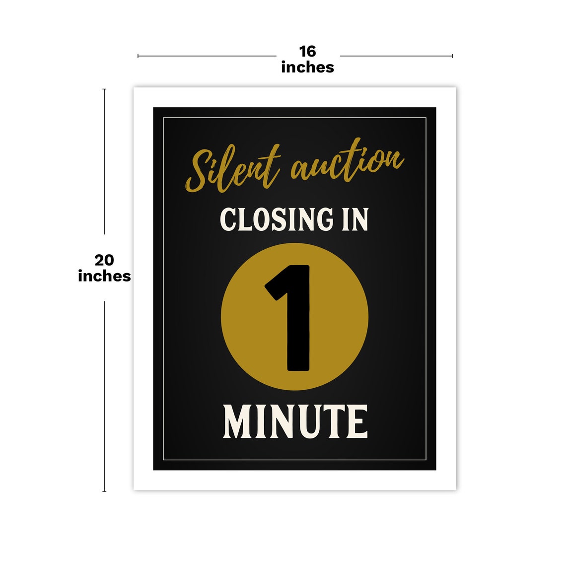 3 PDF Posters - Silent Auction Closing in 1, 15 and 30 Minutes, Signage ...