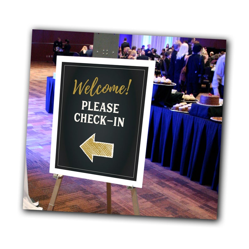4 PDF Posters - Silent Auction Welcome - Please Check-in With Arrows ...