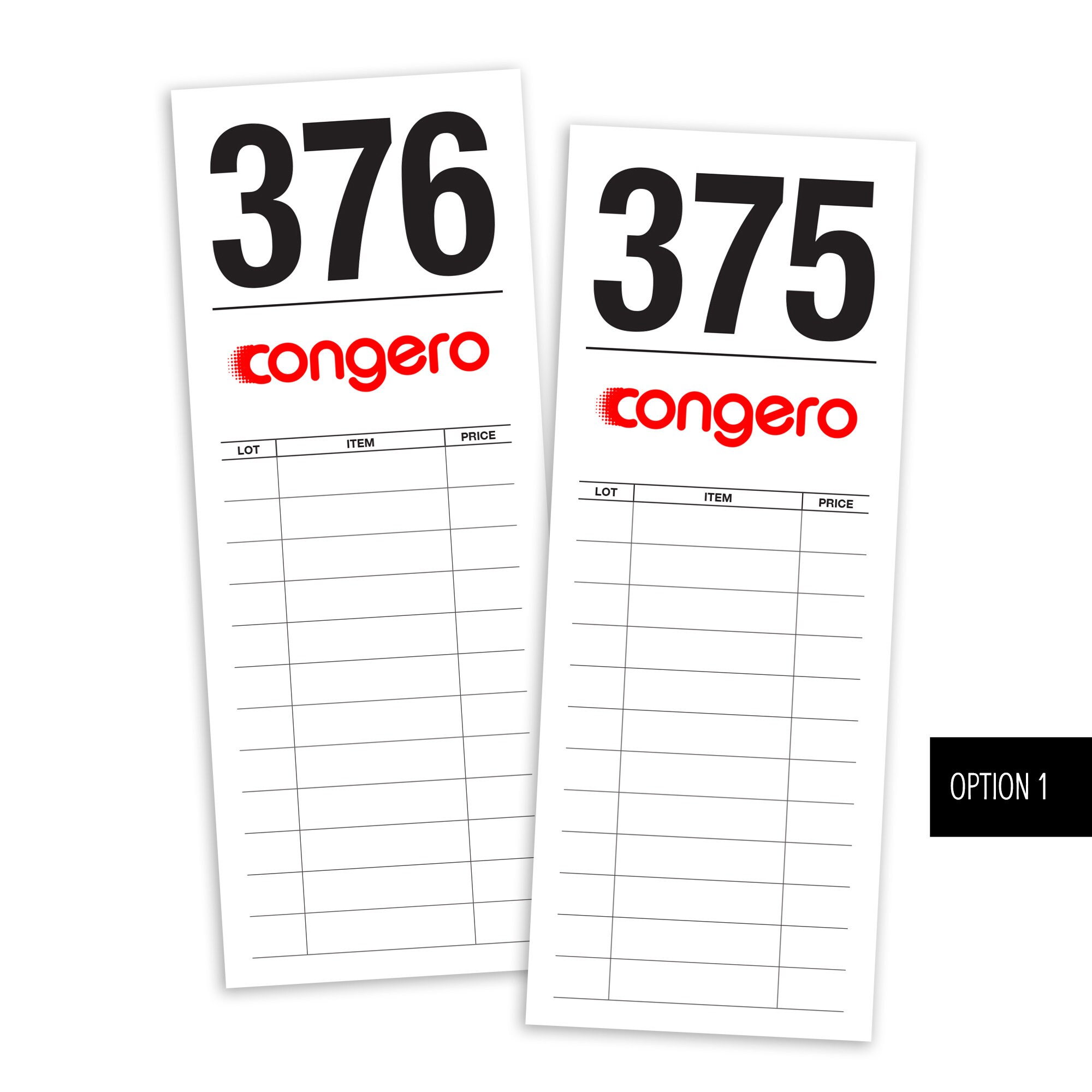 CUSTOM Auction Bid Cards, 100-450, Folded (double-sided) or 2-up ...