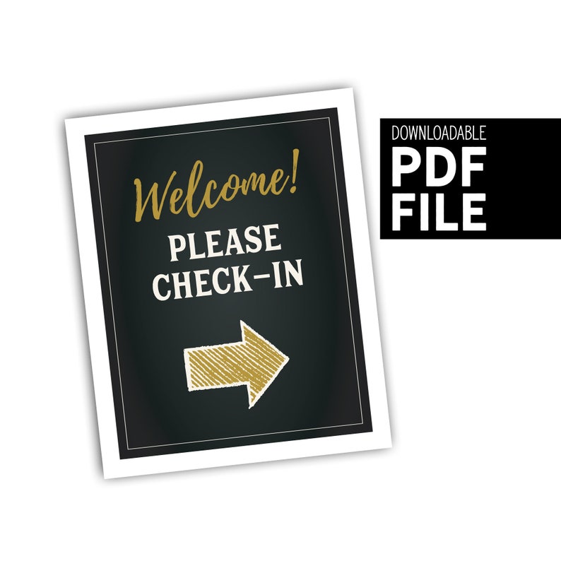 4 PDF Posters - Silent Auction Welcome - Please Check-in With Arrows ...
