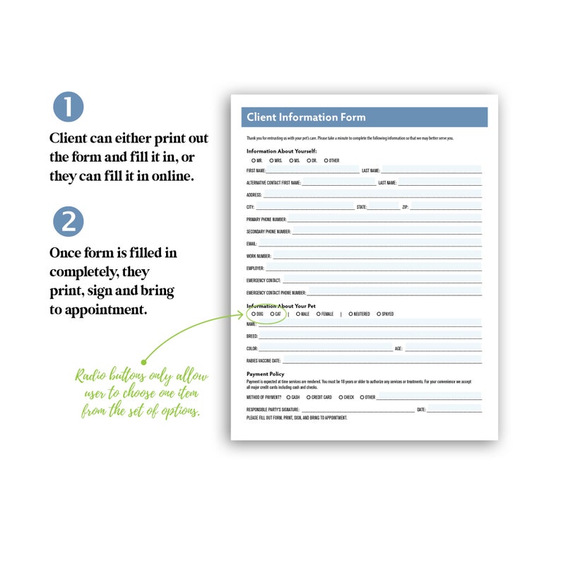 Veterinary Intake Form for Online or Print Use, PDF, Vet Tech ...