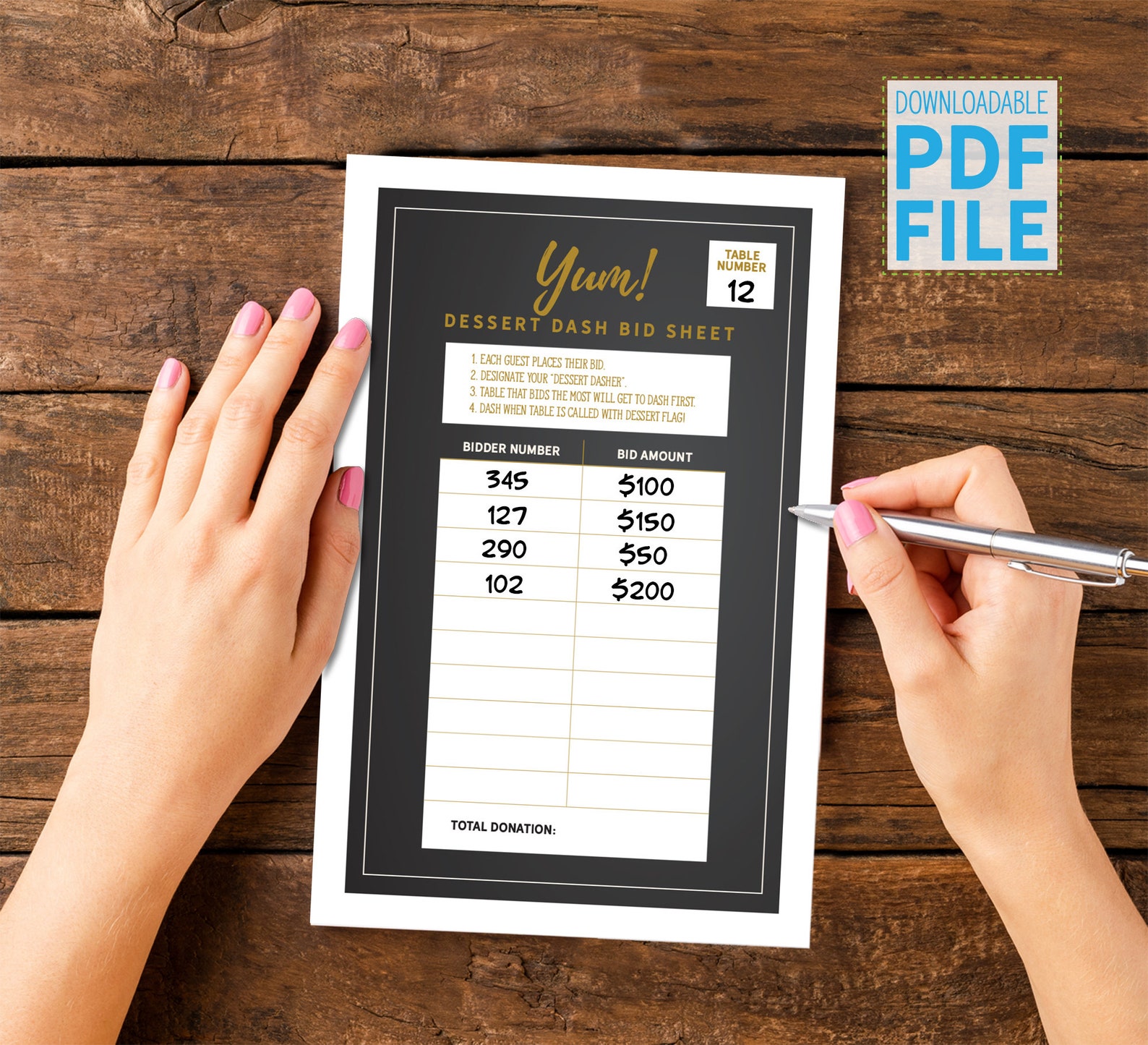 Classy Dessert Dash Bid Sheets - Etsy