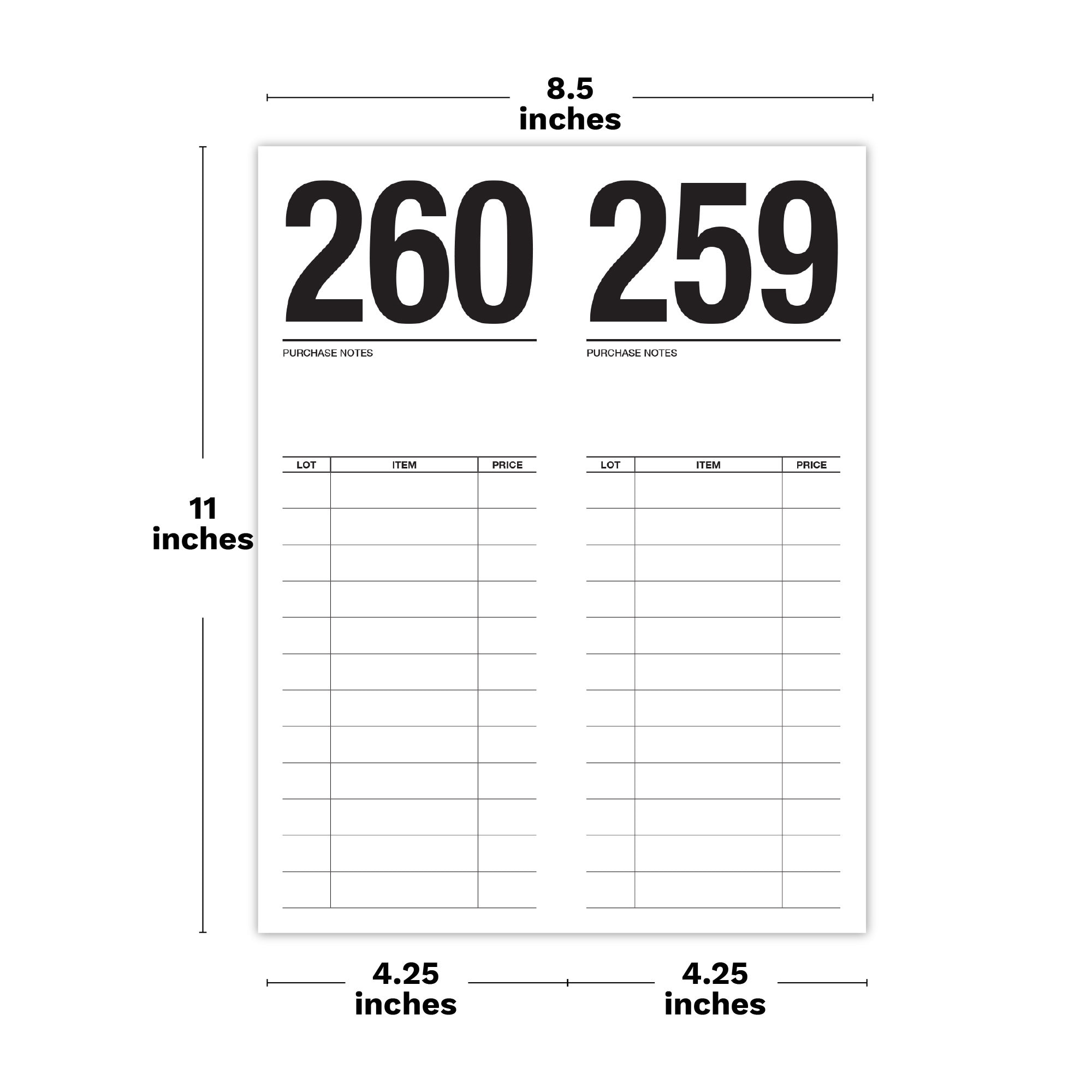 Auction Bid Cards With Purchase Notes, 1-600, Single Sided, Cattle Sale ...